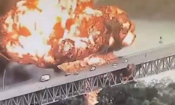 Explosion sets fuel trucks on fire near Panama canal bridge; 4 injured ...